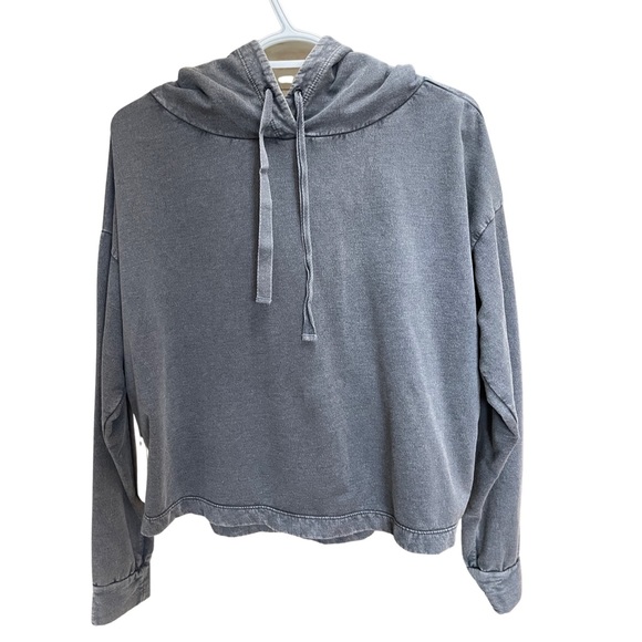 Zella | Tops | Zella Womens M Cropped Stone Washed Navy Hoodie Great ...